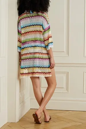 Missoni Mare Striped Crochet-knit Kaftan