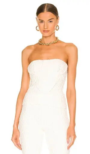 Nbd Tara Boucle Knit Bustier Tube Top - White