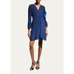 MILLY Liv Pleated Dress - Navy