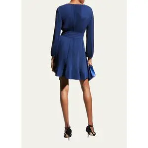 MILLY Liv Pleated Dress - Navy