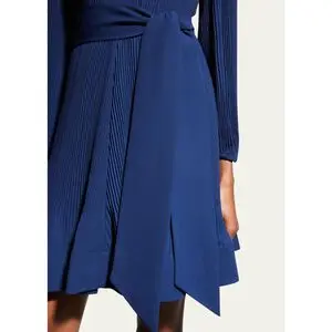MILLY Liv Pleated Dress - Navy