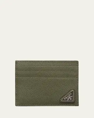 Prada Saffiano Leather Logo Card Case F0466 Loden
