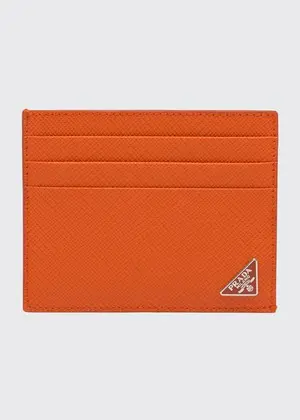 Prada Saffiano Leather Logo Card Case F0s73 Papaya