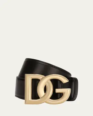 Dolce & Gabbana Dolce & Gabbana DG Logo Buckle Leather Belt Nero