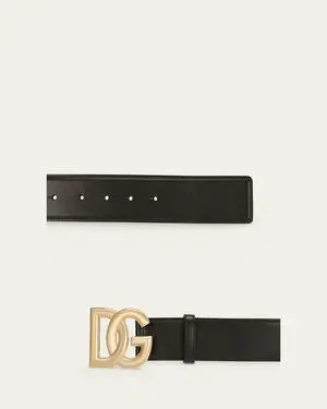 Dolce & Gabbana Dg Logo Buckle Leather Belt - Nero