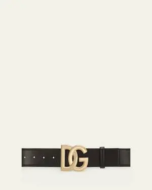 Dolce & Gabbana Dg Logo Buckle Leather Belt - Nero