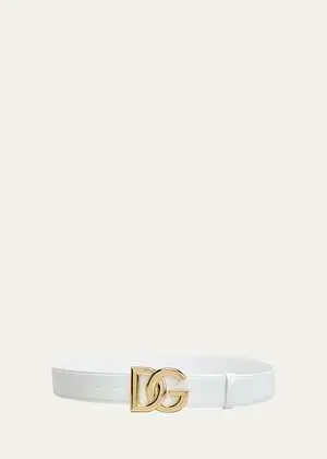 Dolce & Gabbana Dolce & Gabbana DG Logo Buckle Leather Belt White / Gold