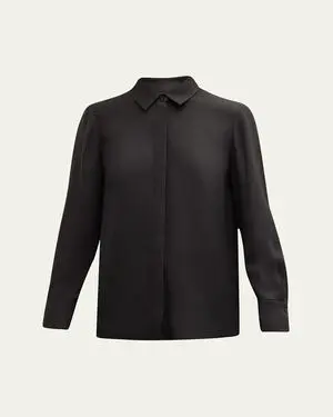 Lafayette 148 New York Scottie Silk Blouse - Black