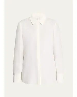Lafayette 148 New York Scottie Silk Blouse - Ivory