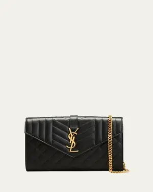 Saint Laurent Envelope Triquilt Wallet-on-chain - Black