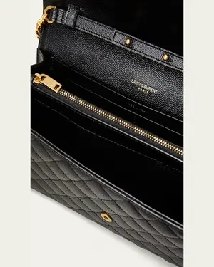 Saint Laurent Envelope Triquilt Wallet-on-chain - Black