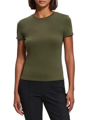 Theory Tiny Tee Cotton T-shirt Dark Olive
