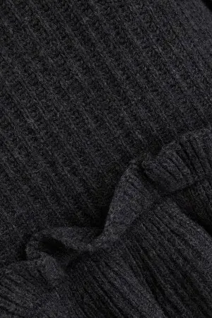 GANNI Cutout Ruffled Ribbed Woolblend Sweater