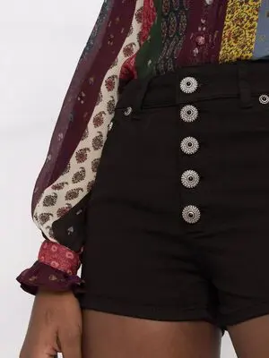 DONDUP Button-detail High-waisted Shorts - Black