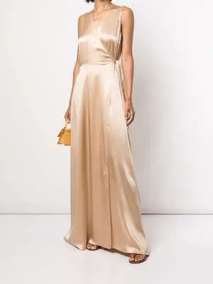 Voz Frontwards Wrap Maxi Dress - Gold