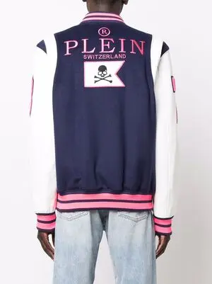 Philipp Plein Embroidered-logo Varsity Jacket - Blue