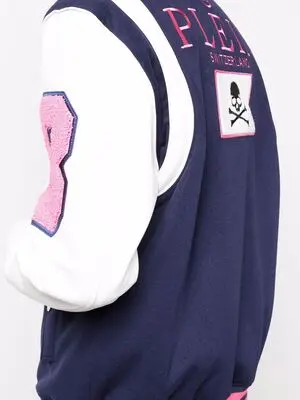 Philipp Plein Embroidered-logo Varsity Jacket - Blue