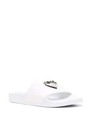 Red Valentino Heart Plaque Slides - White