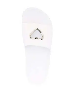 Red Valentino Heart Plaque Slides - White