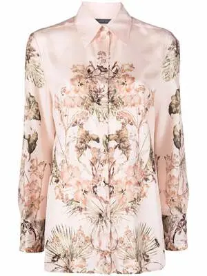 Alberta Ferretti Floral-print Silk Shirt - Pink
