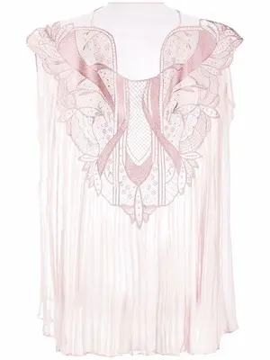 Alberta Ferretti Lace-embellished Silk Top - Pink
