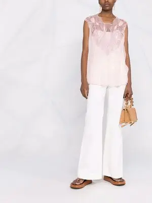 Alberta Ferretti Lace-embellished Silk Top