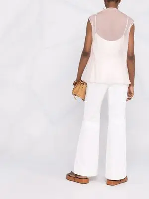 Alberta Ferretti Lace-embellished Silk Top