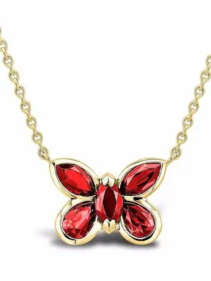 PRAGNELL 18kt Yellow Ruby Butterfly Pendant Necklace - Gold