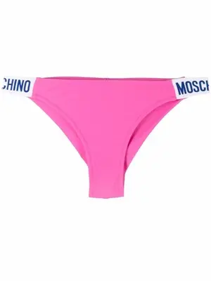 Moschino Logo Waistband Bikini Bottom - Pink