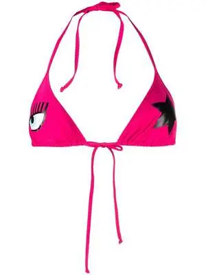 CHIARA FERRAGNI Logo-print Triangle Bikini Top - Pink
