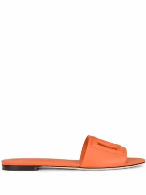 Dolce & Gabbana Dg Logo Leather Sandals - Orange