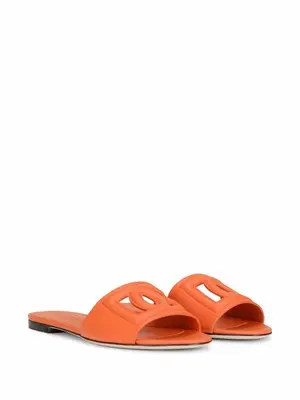 Dolce & Gabbana Dg Logo Leather Sandals - Orange