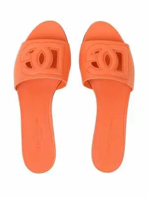 Dolce & Gabbana Dg Logo Leather Sandals - Orange