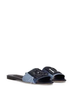 Dolce & Gabbana Logo Patchwork Denim Sandals - Blue