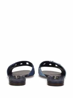 Dolce & Gabbana Logo Patchwork Denim Sandals - Blue