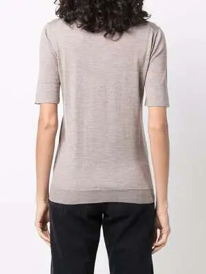 LISKA Round Neck Knitted Top - Brown