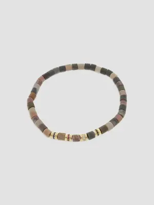 Luis Morais 14k Yellow Gold & Mixed-gemstone Beaded Stretch Bracelet - Taupe