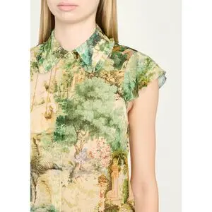 Alice + Olivia Martel Flutter-sleeve Blouse