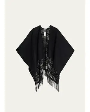 Burberry Reversible Check Wool Cape Black