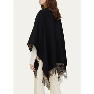 Burberry Reversible Check Wool Cape - Black/sand
