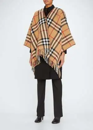 Burberry Reversible Check Wool Cape One-color