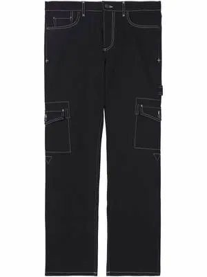 Burberry Contrast-stitch Straight-leg Jeans - Black
