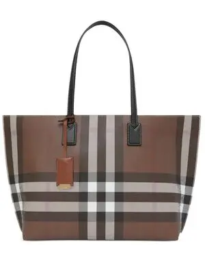 Burberry Check Tote Bag - Brown