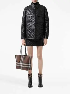 Burberry Check Tote Bag - Brown