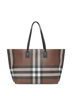 Burberry Check Tote Bag - Brown