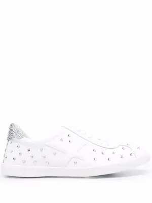 AQUAZZURA Crystal-embellished Leather Sneakers