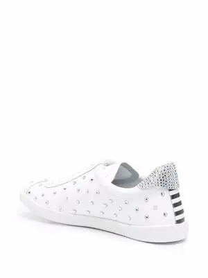 AQUAZZURA Crystal-embellished Leather Sneakers
