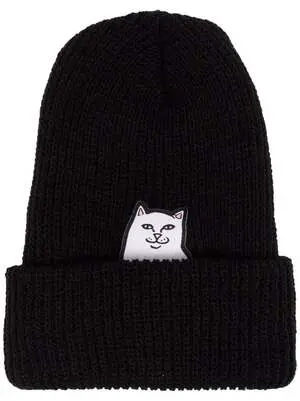 RIPNDIP Lord Nermal Waffle-knit Beanie Hat - Black