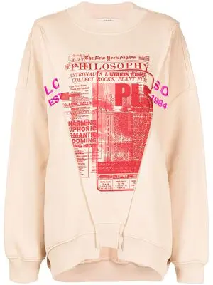Philosophy Di Lorenzo Serafini Deconstructed Graphic Print Sweatshirt - Neutrals