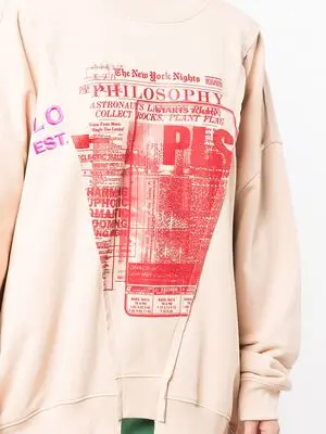 Philosophy Di Lorenzo Serafini Deconstructed Graphic Print Sweatshirt
